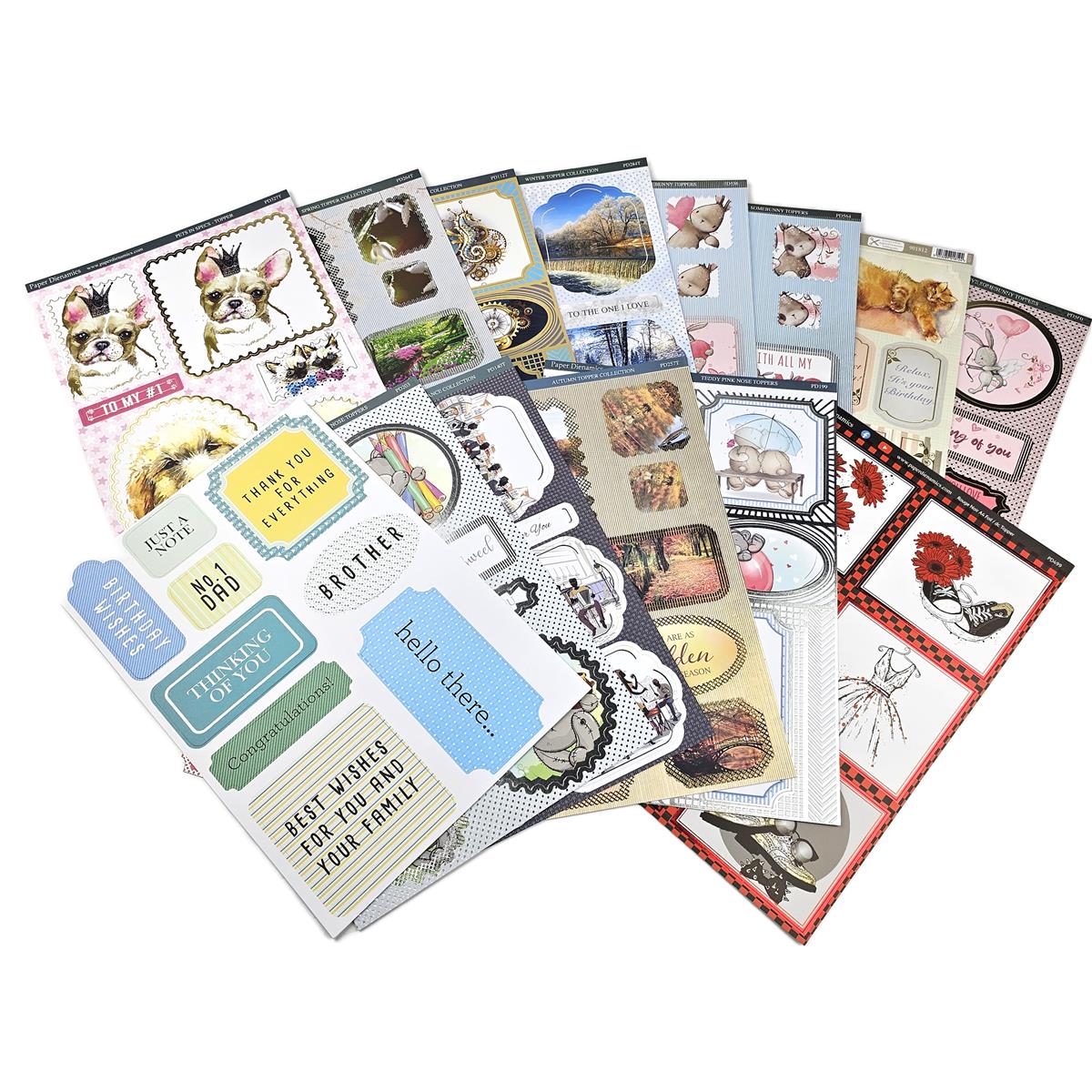 Paper Dienamics Assorted card topper mix, 20 A4 sheets of assorted ...