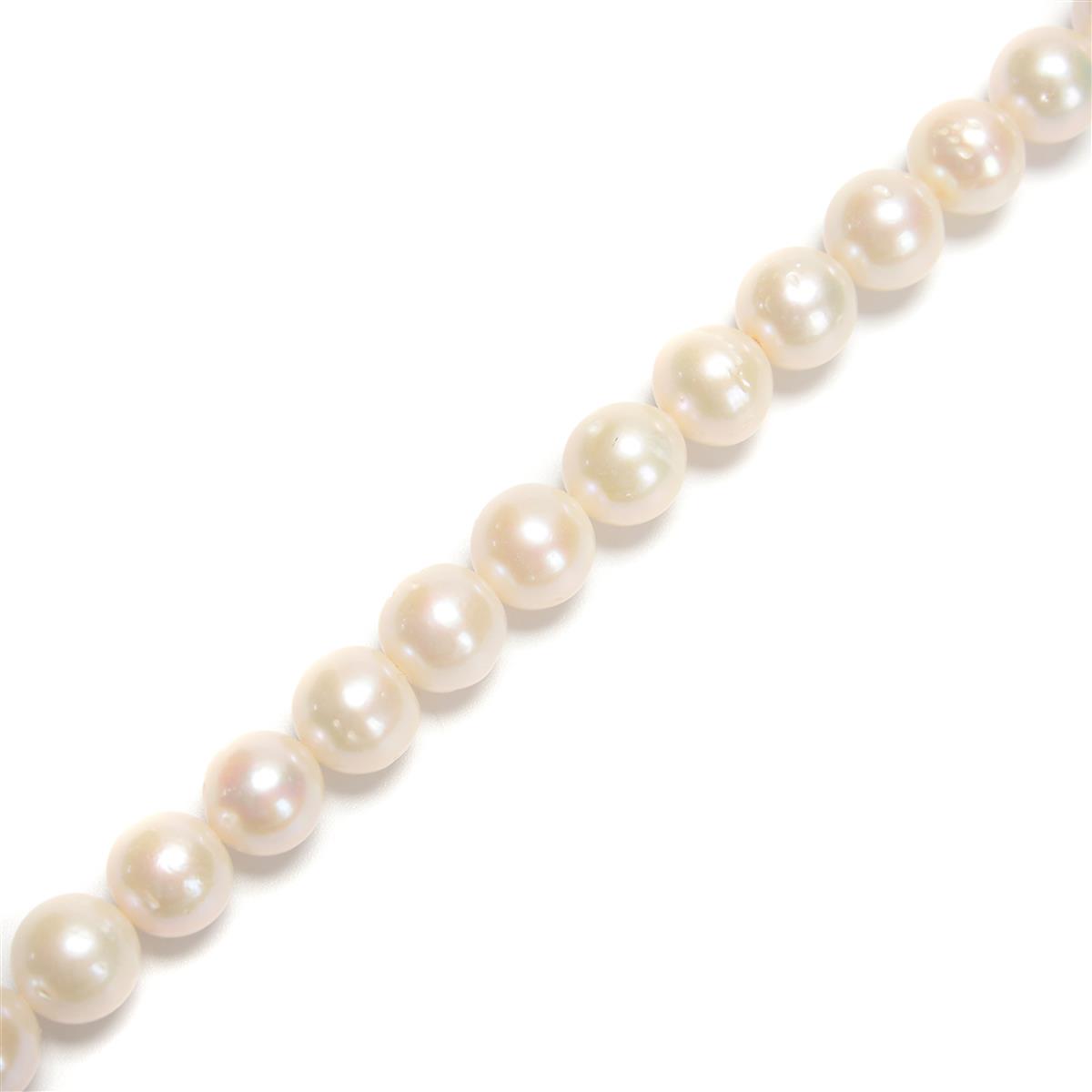 White Edison Cultured Nucleated Pearls, Approx 9-11m, 38cm Strand ...