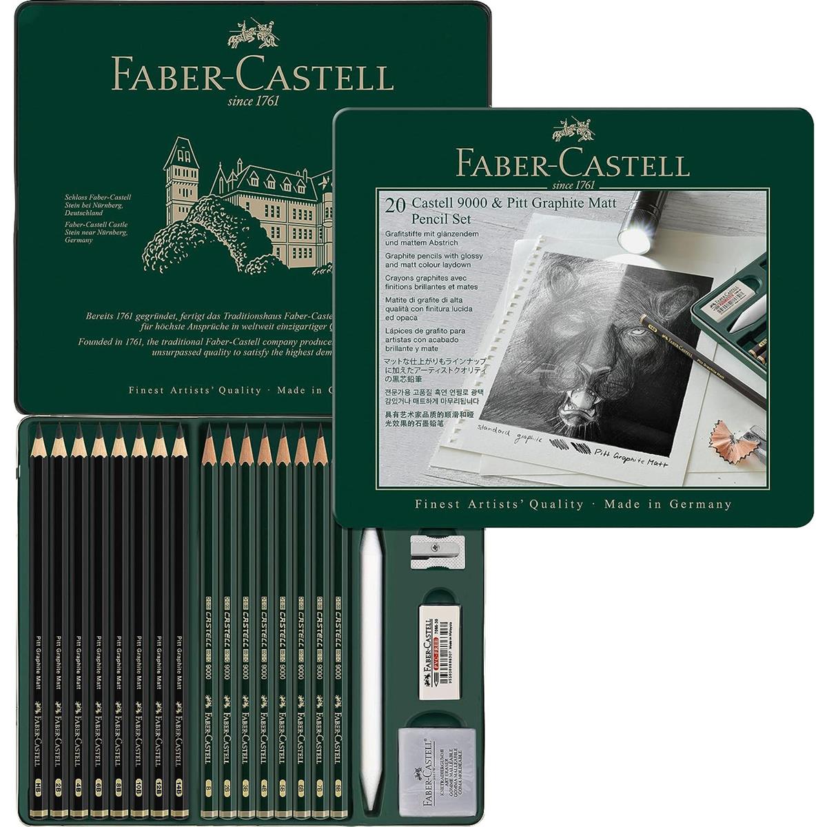 Faber-Castell - PITT Monochrome Set Pitt Graphite Matt & Castell 9000 ...