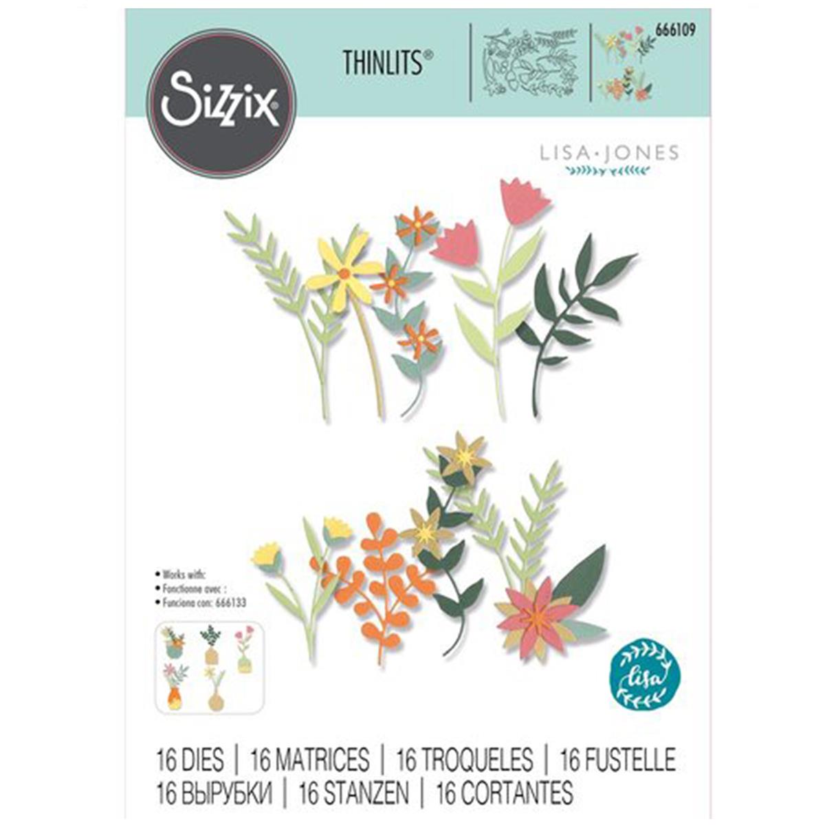 Sizzix® Thinlits® Die Set 16PK - Boho Bouquet by Lisa Jones | HobbyMaker