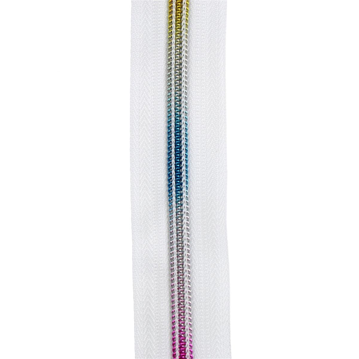 6mm Rainbow Teeth Zip White 0.5m | SewingStreet