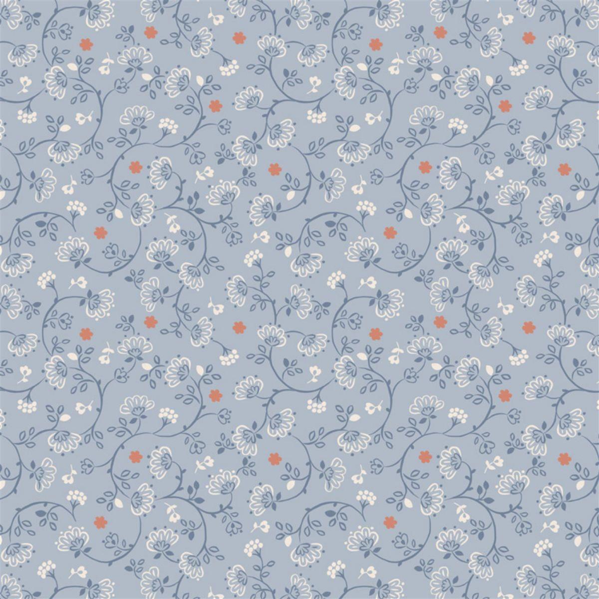 Lewis & Irene Flower Chains Blue Extra Wide Backing Fabric 0.5m (274cm ...