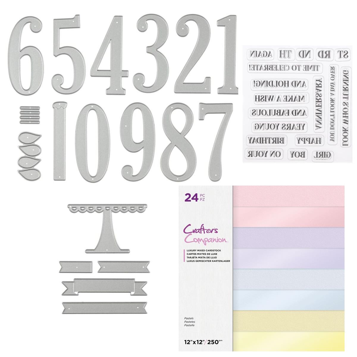 Crafters Companion - Stamps and Die Set - Everyday Numbers & Free ...