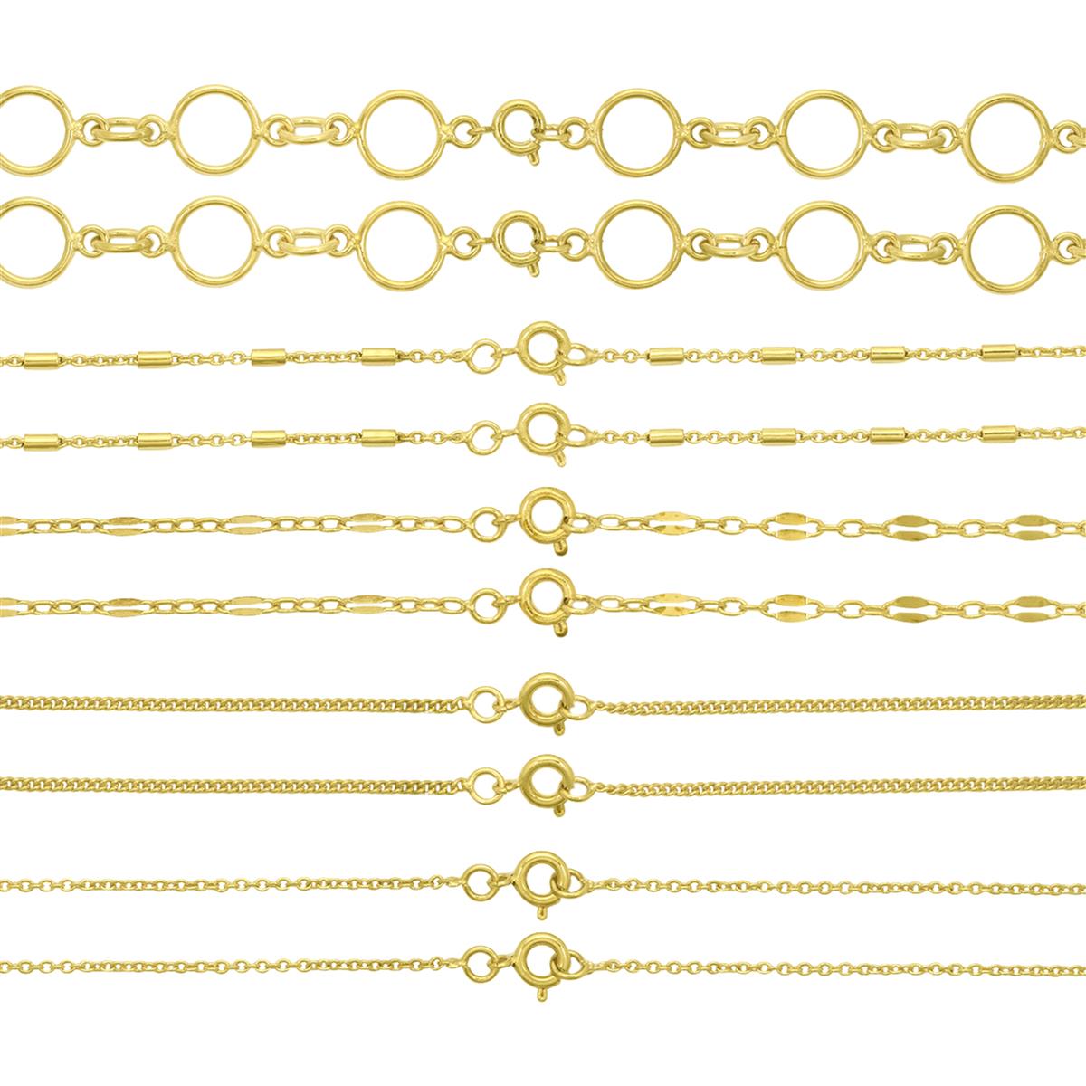 18 Gold Silver Plated Base Metal Chain Bundle Tube, Curb, Cable, Lace ...