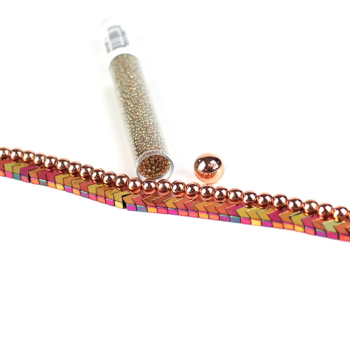 Magnetic Magic; Rose Gold Hematite, Mystic Pink Hematite, Gold 11/0 and ...