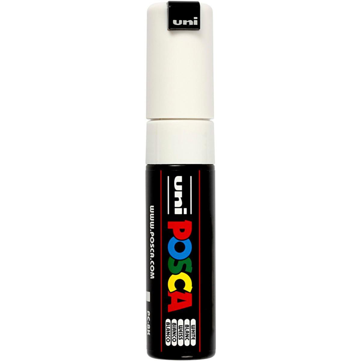 Posca Marker, white, no. PC-8K, line 8 mm, 1 pc | HobbyMaker