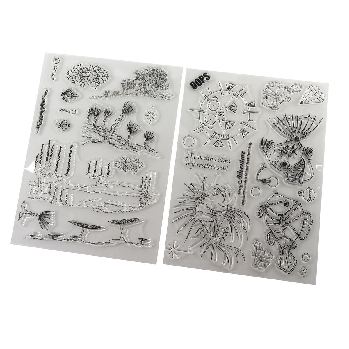 Fish Stamps Set of 2 - Fish & Under The Sea Background, 30 Stamps Total ...