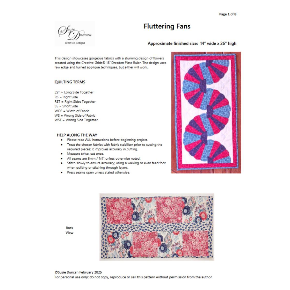 Suzie Duncan Fluttering Fans Wall Hanging Instructions | SewingStreet