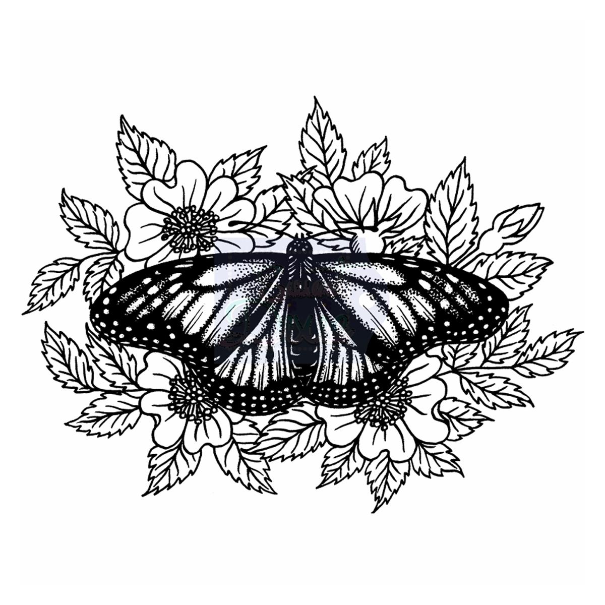 Sweet Dixie Stamps - Monarch on Wild Roses | HobbyMaker