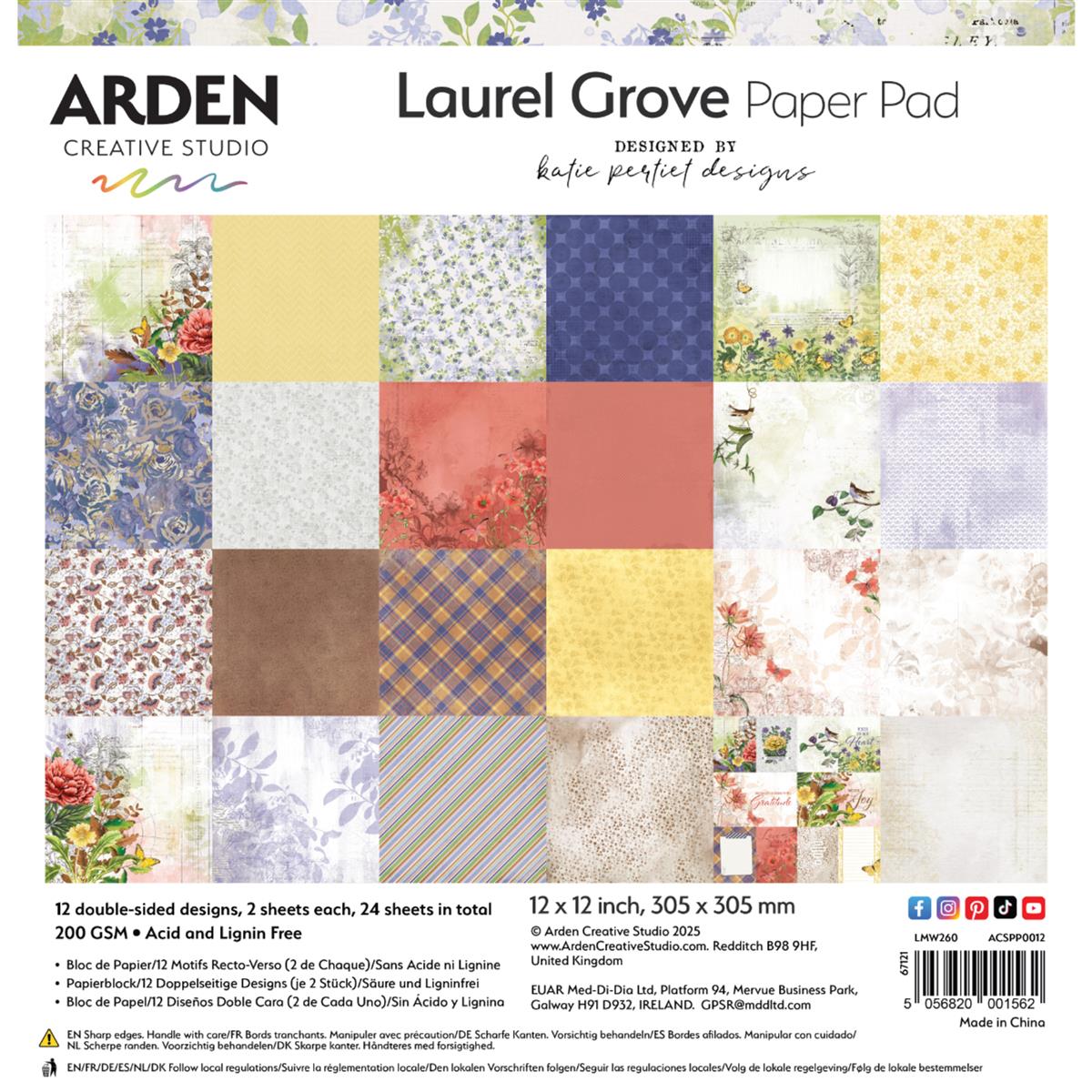 Arden Creative Studio Laurel Grove 12in x 12in Paper Pad | ArdenCreativeStudio