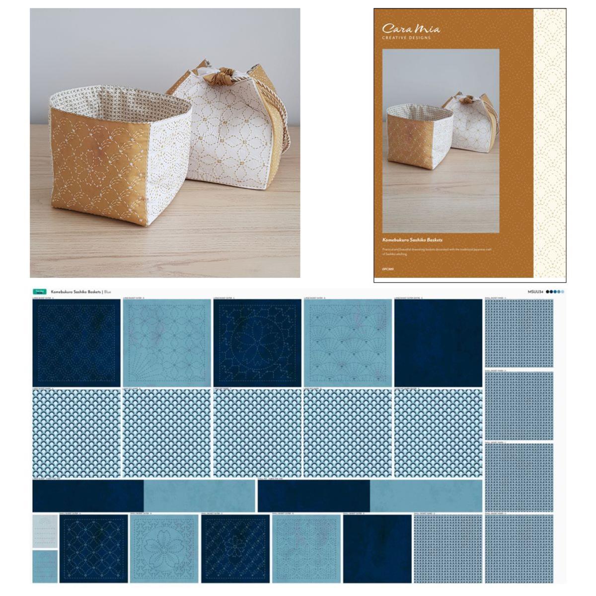 Cara Ackerman's Blue Komebukuro Sashiko Baskets Kit: Instructions ...