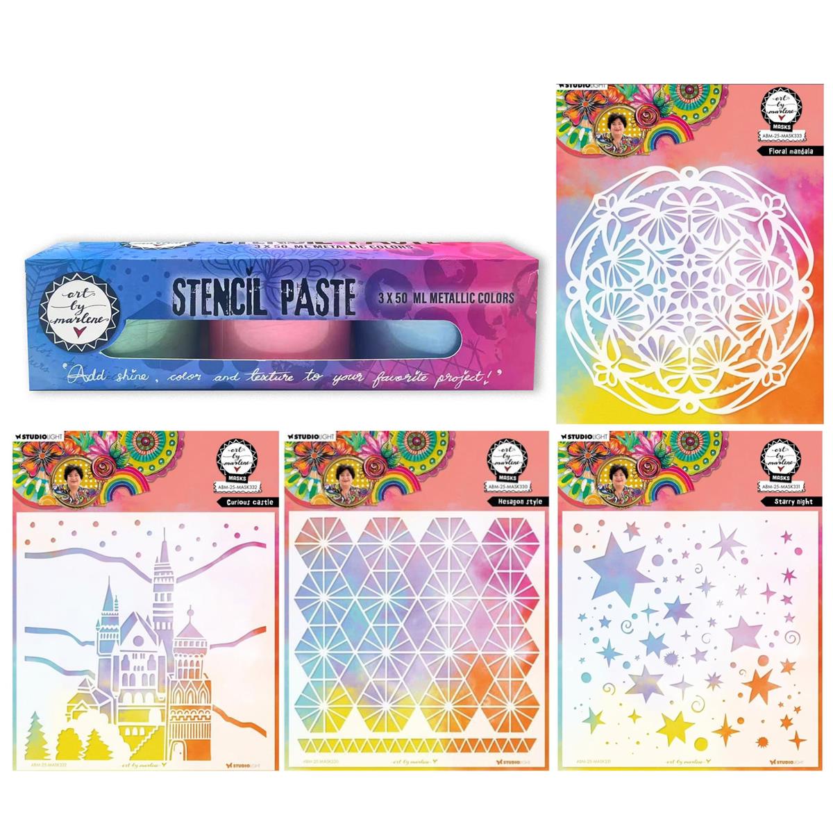 Art By Marlene, Stencils & Stencil Paste. 4x Stencils & Stencil Paste | HobbyMaker