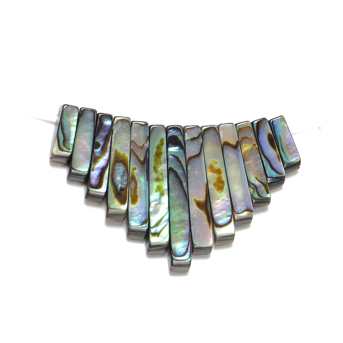 Paua Graduated Bars for Bib Necklace, Approx 4x10mm- 4x28mm, 13pcs ...