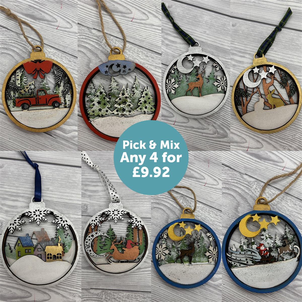GlitzCraft - MDF Bauble Pick and Mix - Any 4 for £9.92 | HobbyMaker