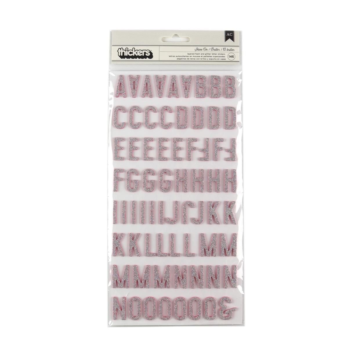 American Crafts - Thickers - Silver Glitter Letter Stickers, Pack of ...