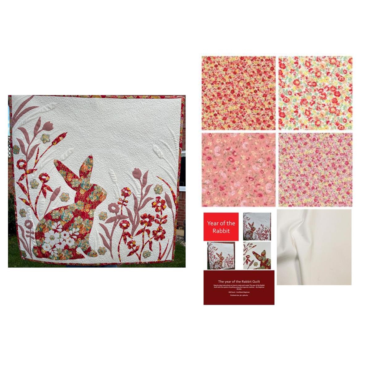 Delphine Brooks' Pink Floral Year of the Rabbit Quilt Kit: Instructions ...