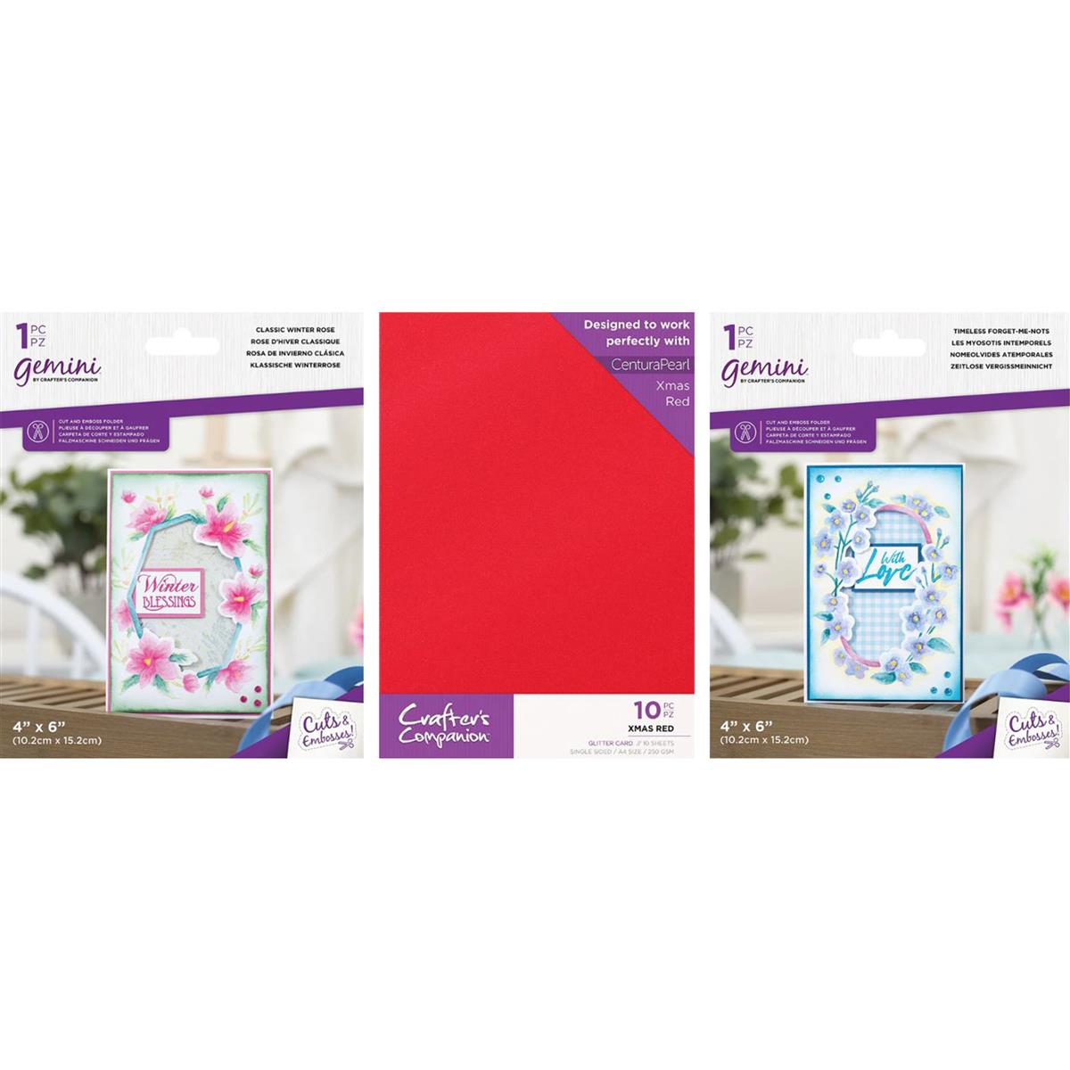 Gemini Floral Frame Cut & Emboss Folders: Forget-Me-Nots & Winter Rose ...