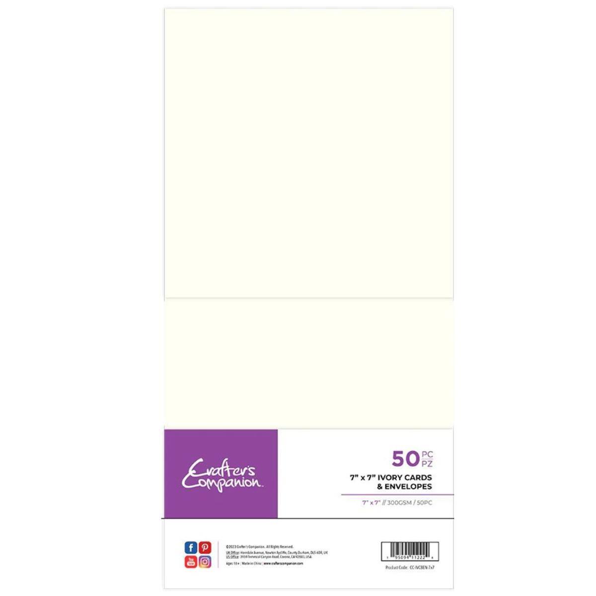 Crafter's Companion - 7x7 Ivory Card & Envelopes 50pc | HobbyMaker