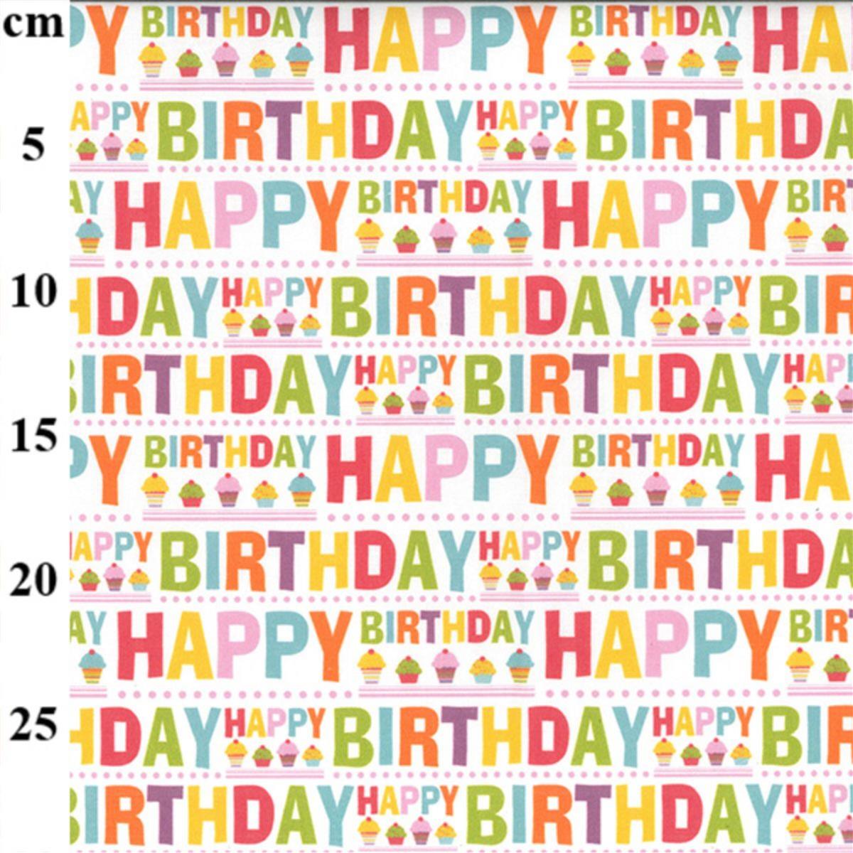100% Cotton Multi Happy Birthday Fabric 0.5m | SewingStreet
