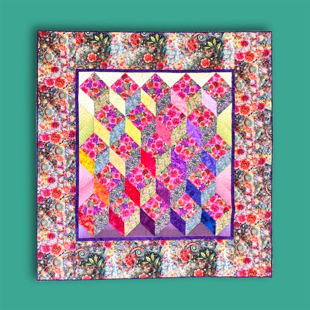 Hoffman Whimsical Tumbling Blocks Multi Quilt Kit 185 x 198 cm ...