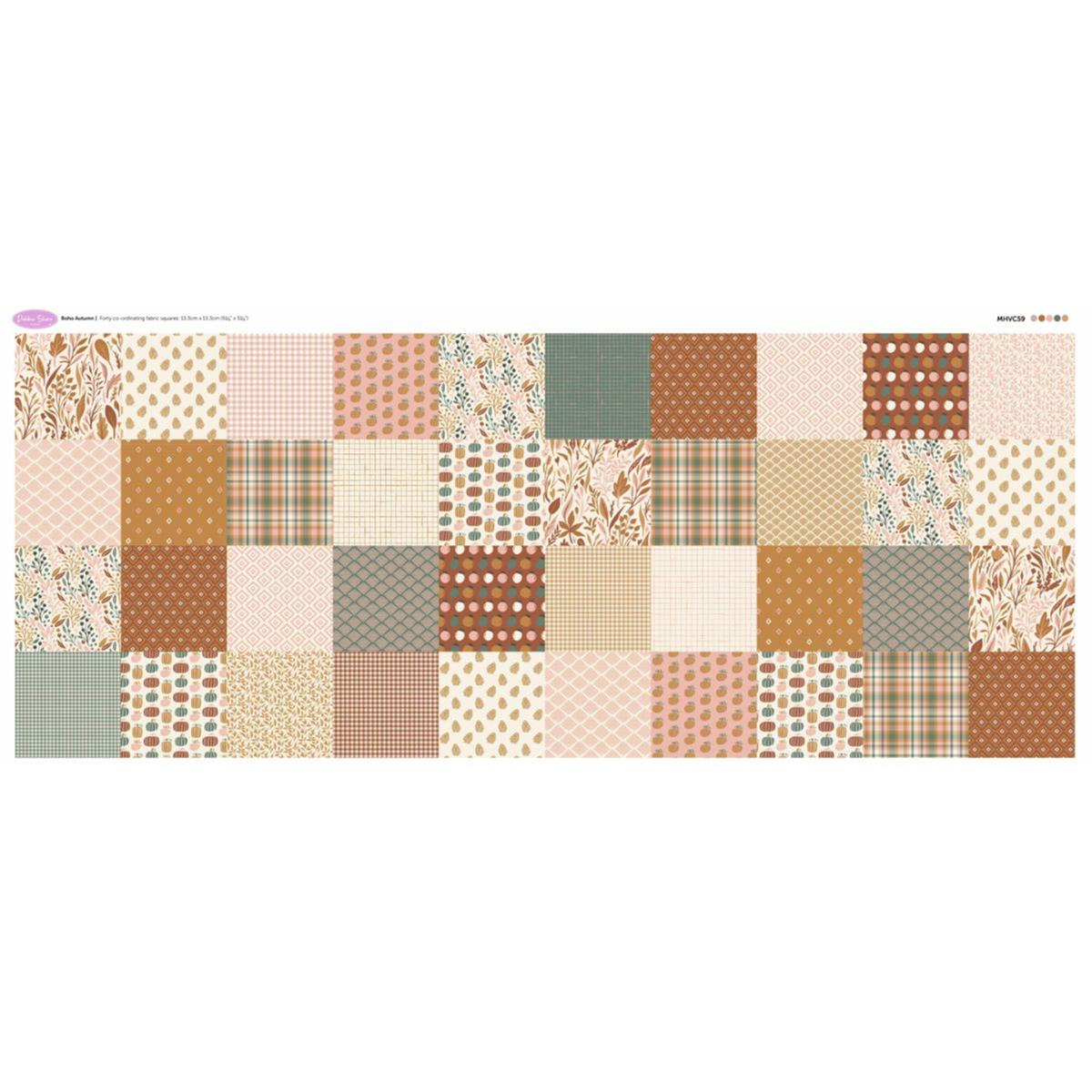 Debbie Shore 40 x 5 Squares Boho Autumn Fabric Panel (140 x 59cm ...