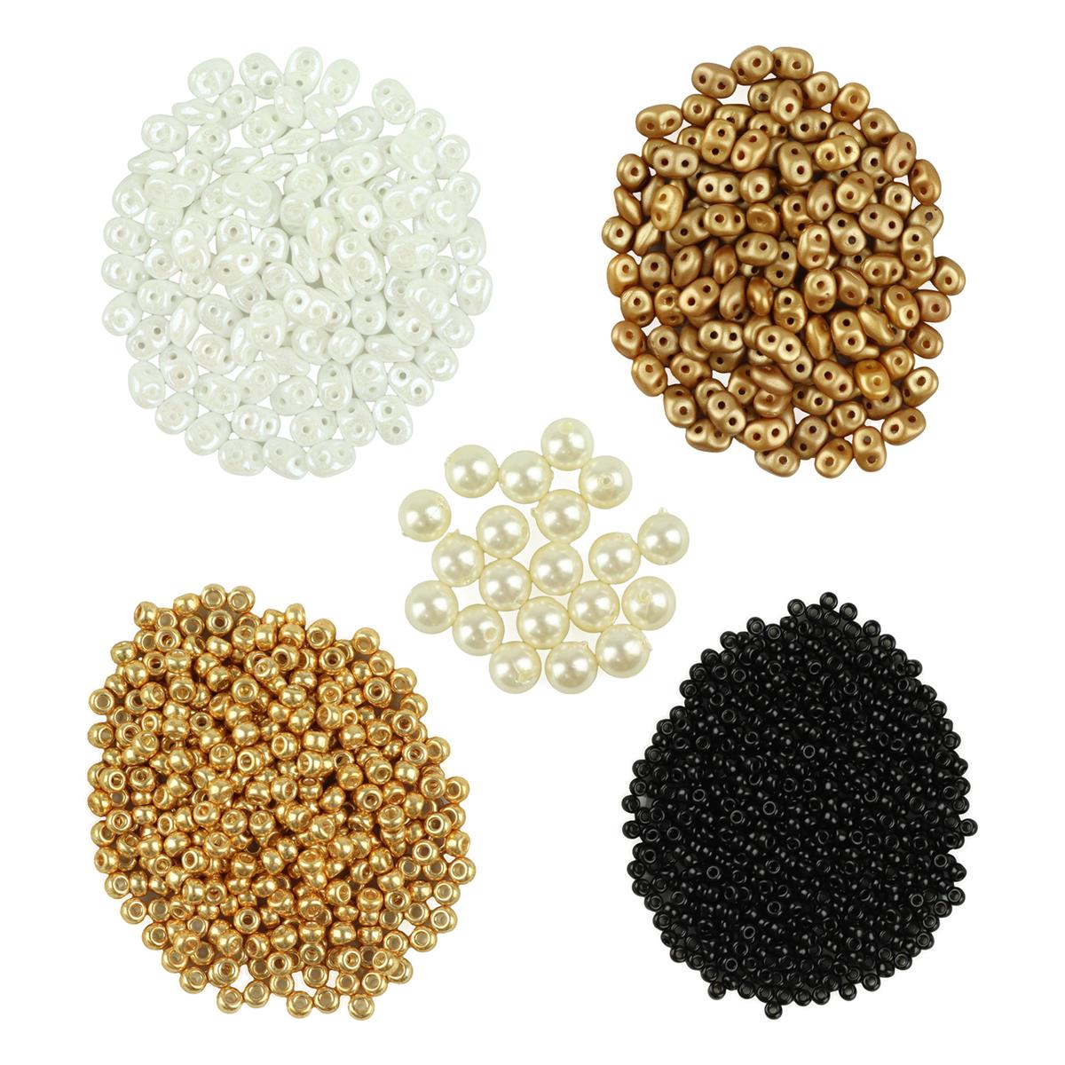 SuperDuo White & Pastel Amber, Seed Bead & Shell Pearl Project With ...