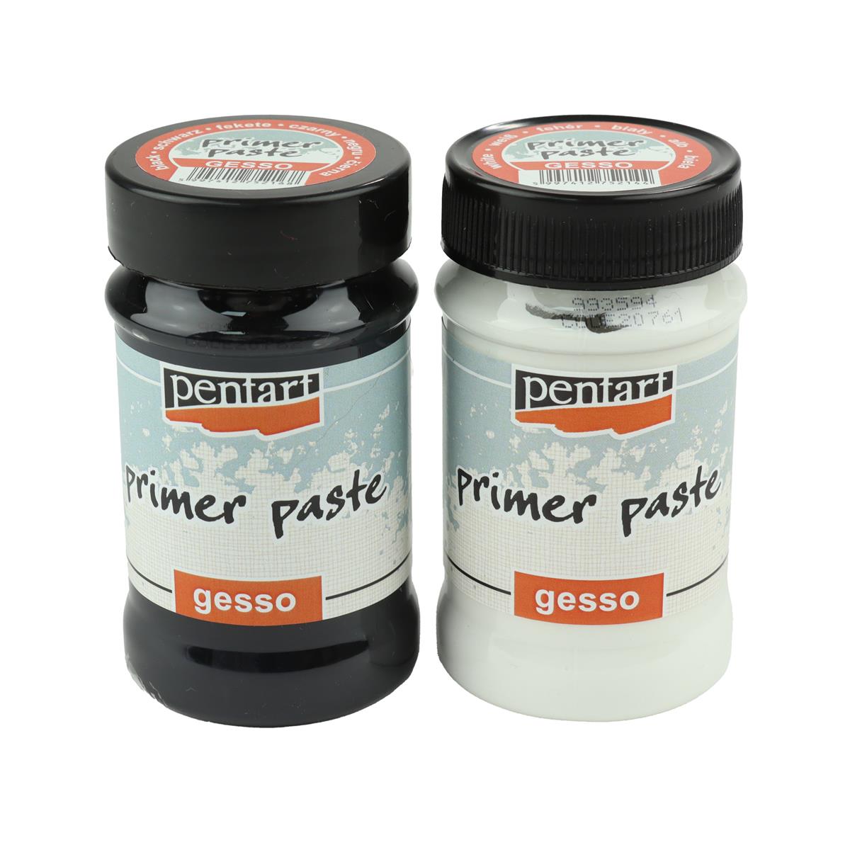 Pentart Acrylic Primer Paste - Black & White - Set of 2 - 100ml each | HobbyMaker