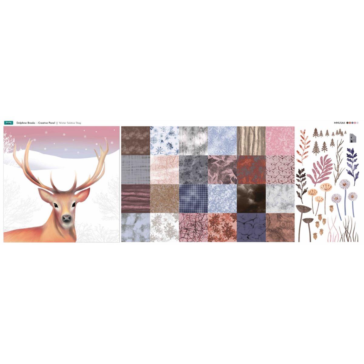 Delphine Brooks' Winter Stag Fabric Panel (140 x 50cm) | SewingStreet