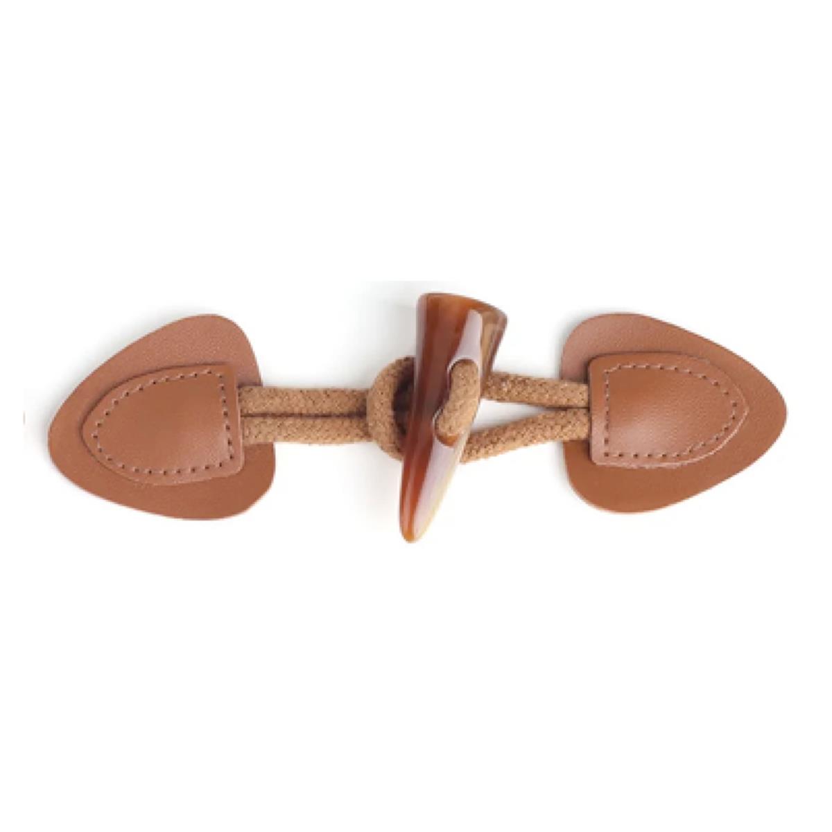Brown Faux Leather Tapered Toggle Clothing Fastener | SewingStreet
