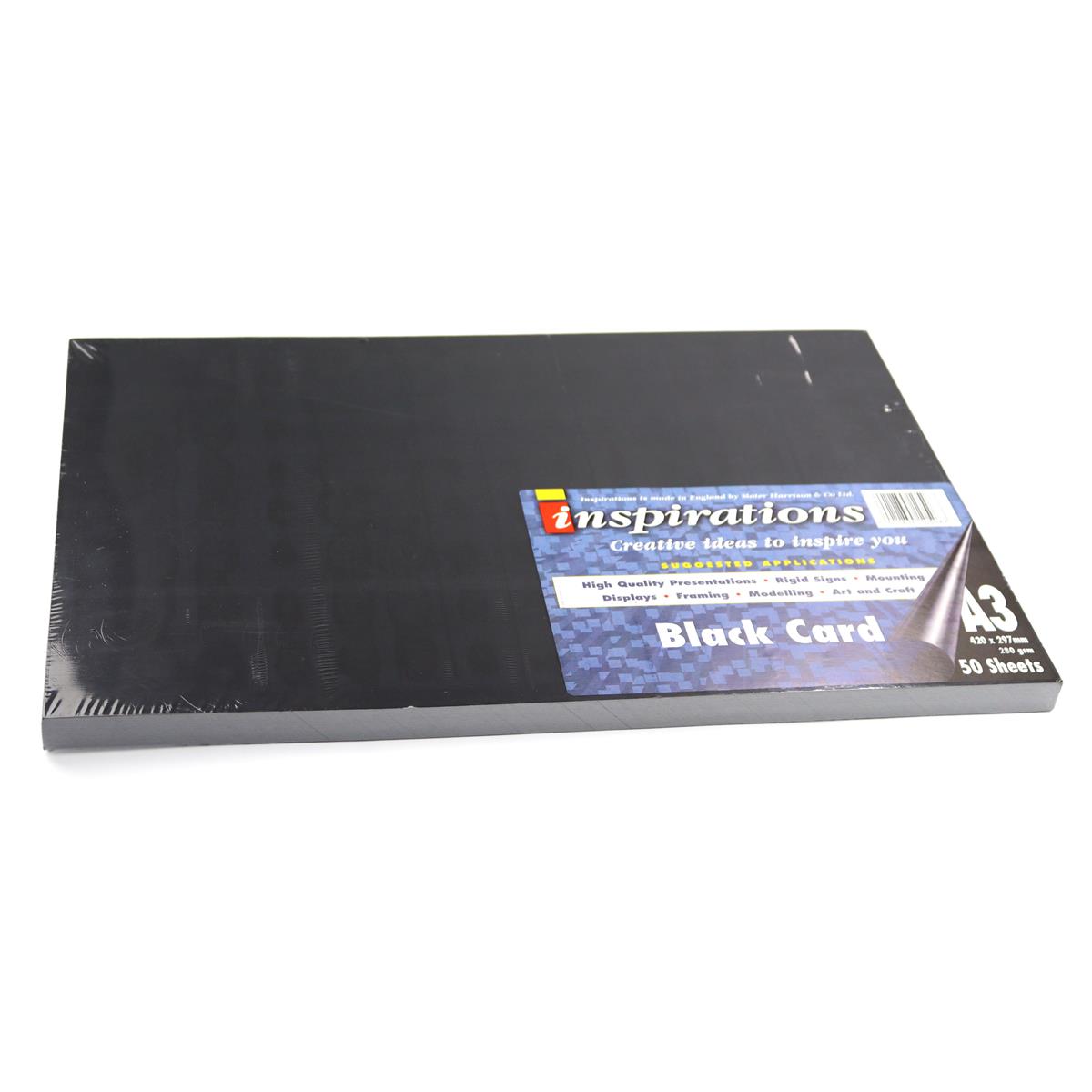 A3 Inspirations Black Card Pack 280gsm - 50 Sheets | HobbyMaker