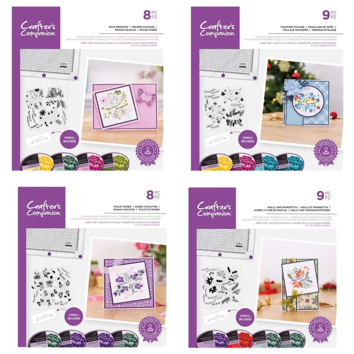 Crafter's Companion Interchangeable Stamps & Stencils 34PC Mini ...