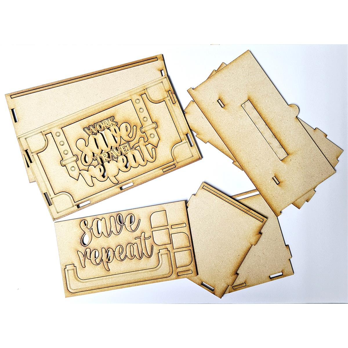 Pearlywinks Work Save Travel Repeat Money Box MDF kit | HobbyMaker