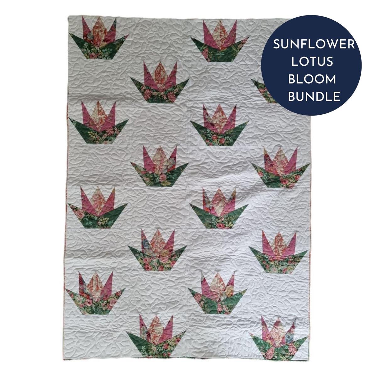 Jenny Jackson's Sunflower Lotus Bloom FPP Kit: Pattern & Fabric (4m ...