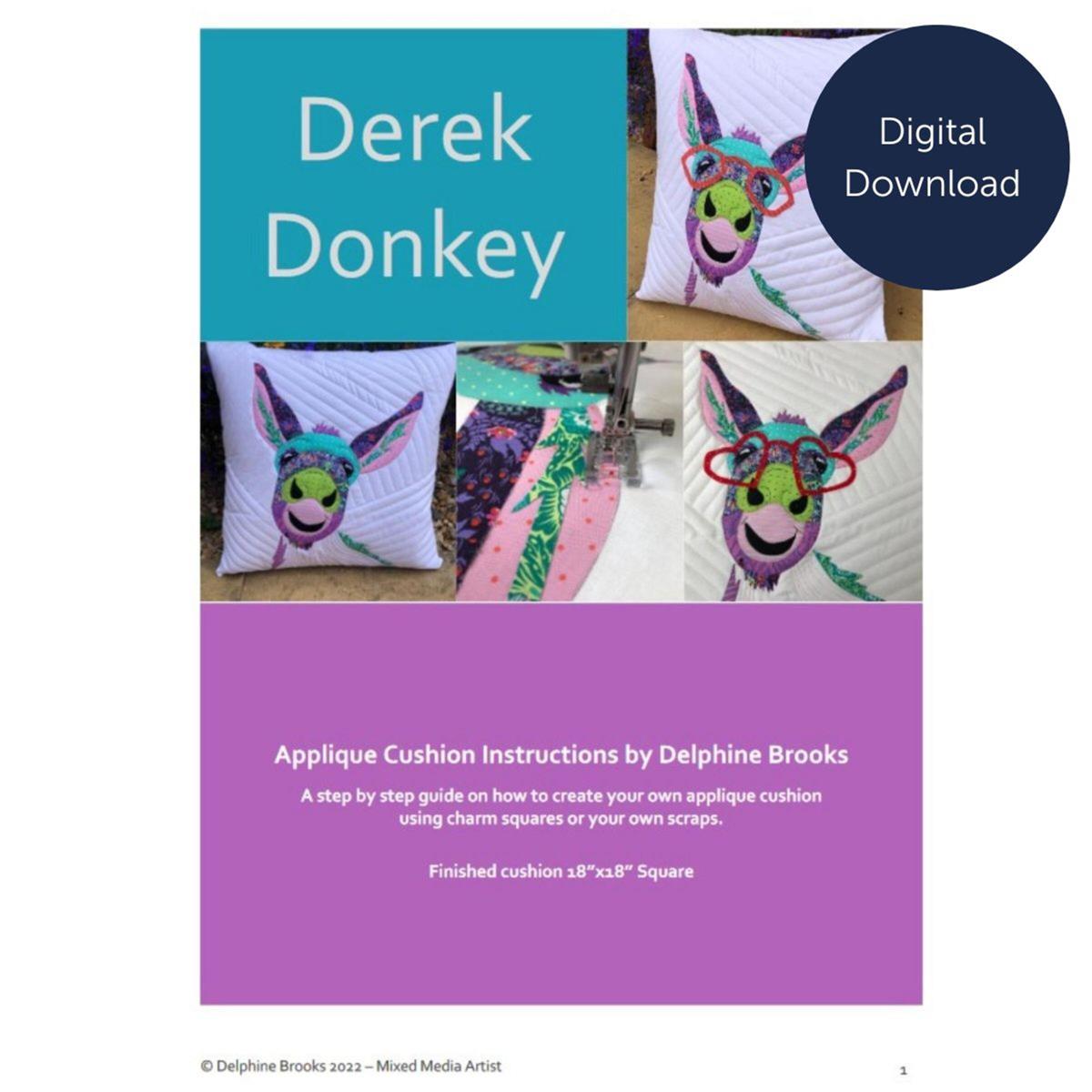 Delphine Brooks' Derek Donkey Applique Cushion Instructions - Digital ...