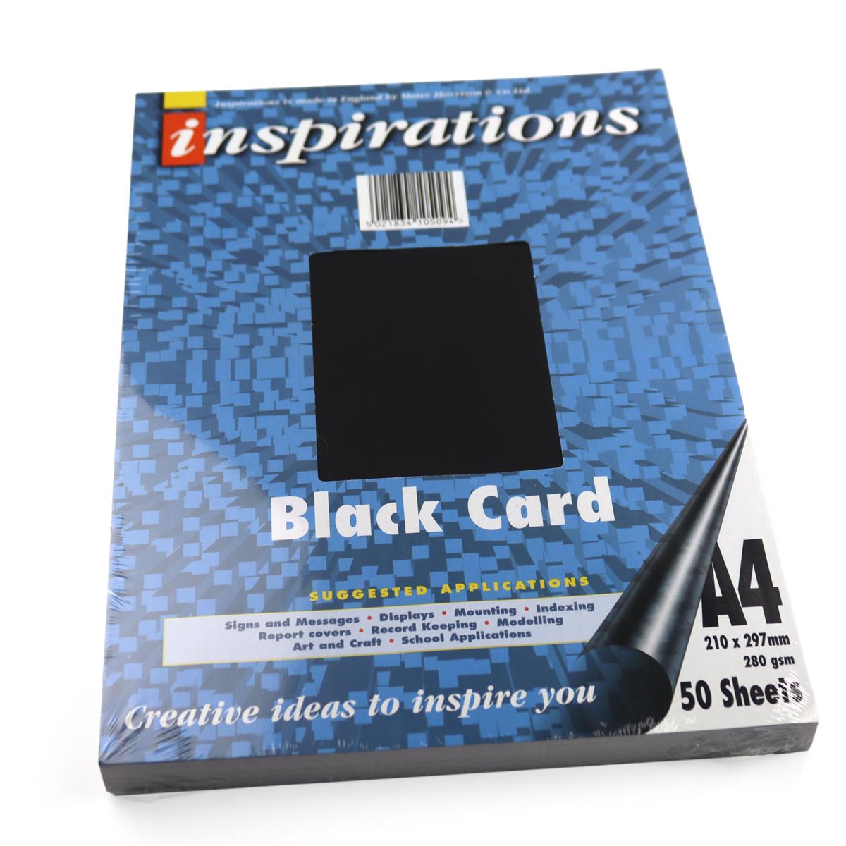 A4 Inspirations Black Card Pack 280gsm - 50 Sheets | HobbyMaker