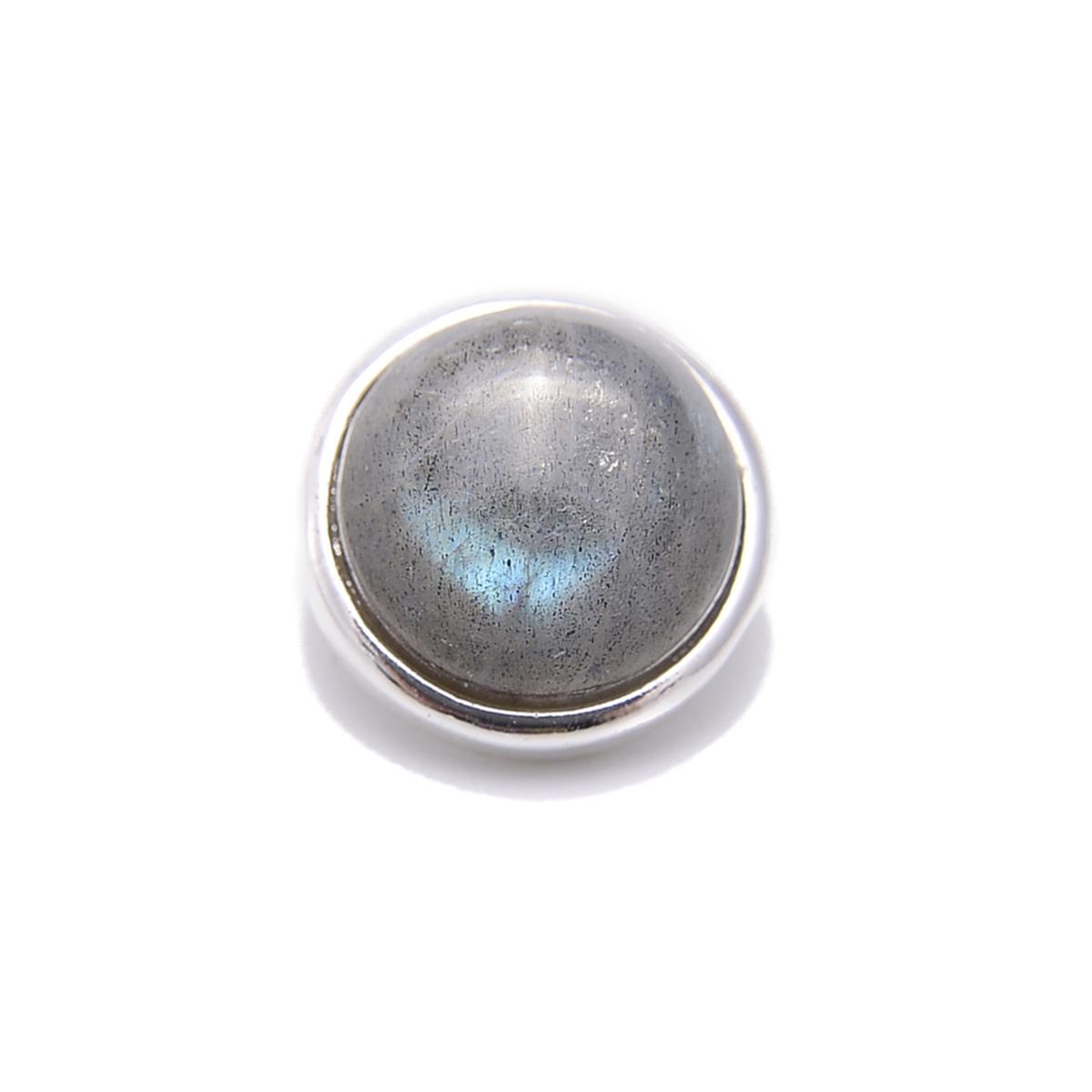 Silver Plated Base Metal Labradorite Button, Approx 12mm | SewingStreet