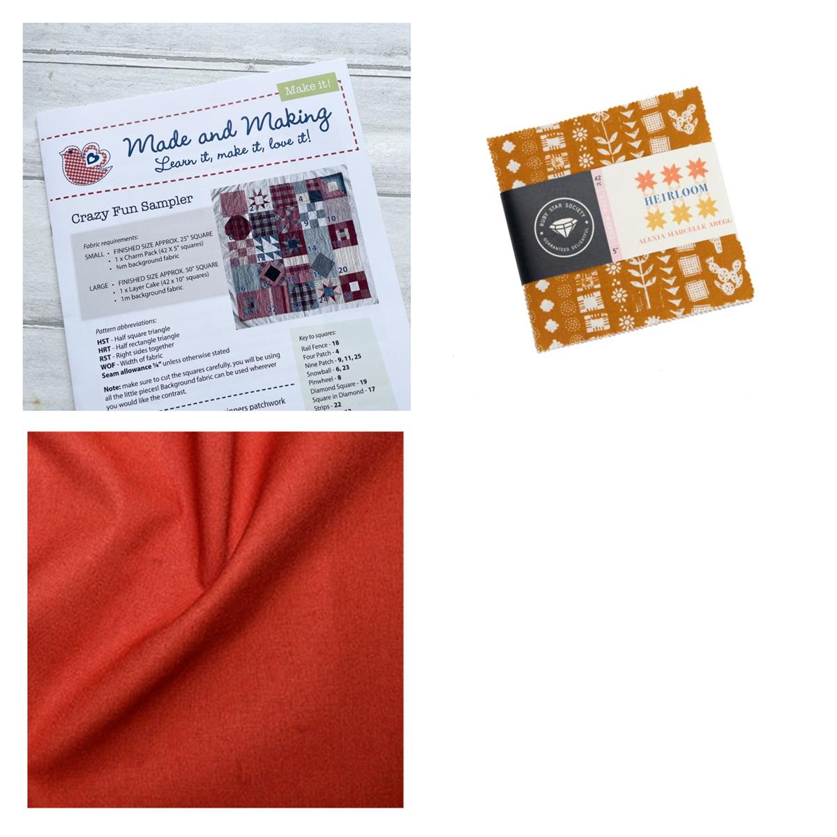 Made and Making Crazy Fun Paprika Heirloom Kit: Instructions, Fabric ...
