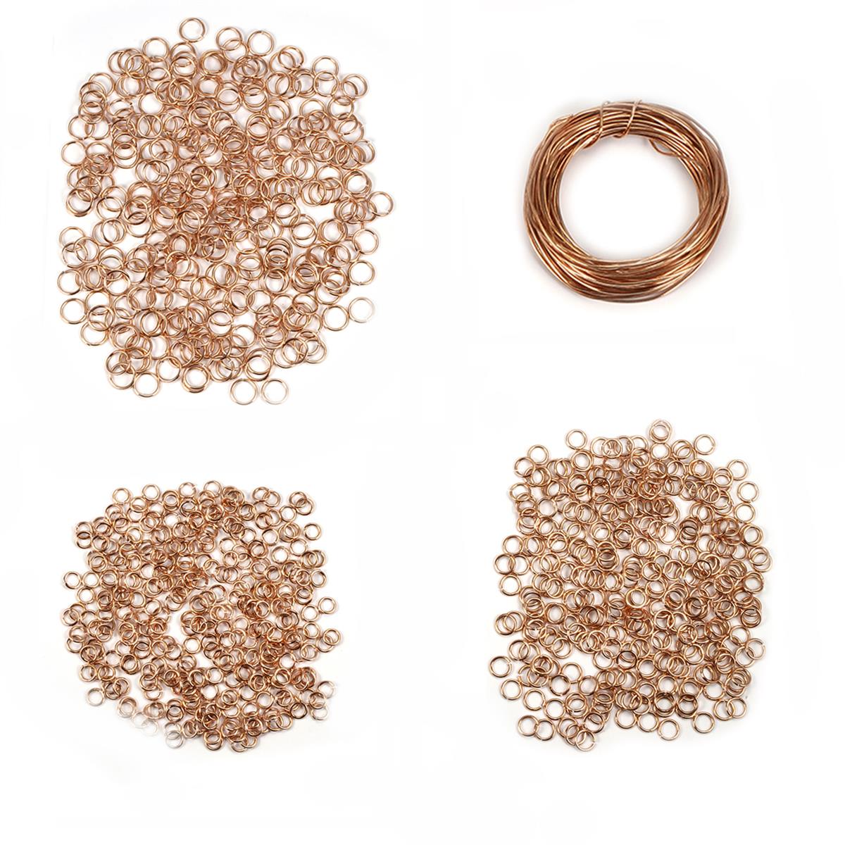 Rose Gold coloured Base Metal Finding Pack with Plastic Box (Approx ...