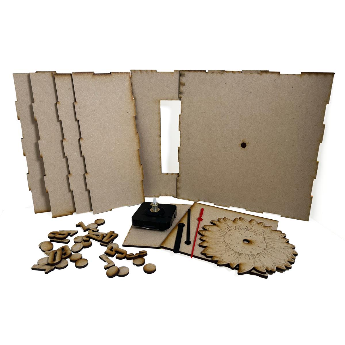 MDF Mantel Clock Kit with Clock Mechanism - Cogs | HobbyMaker