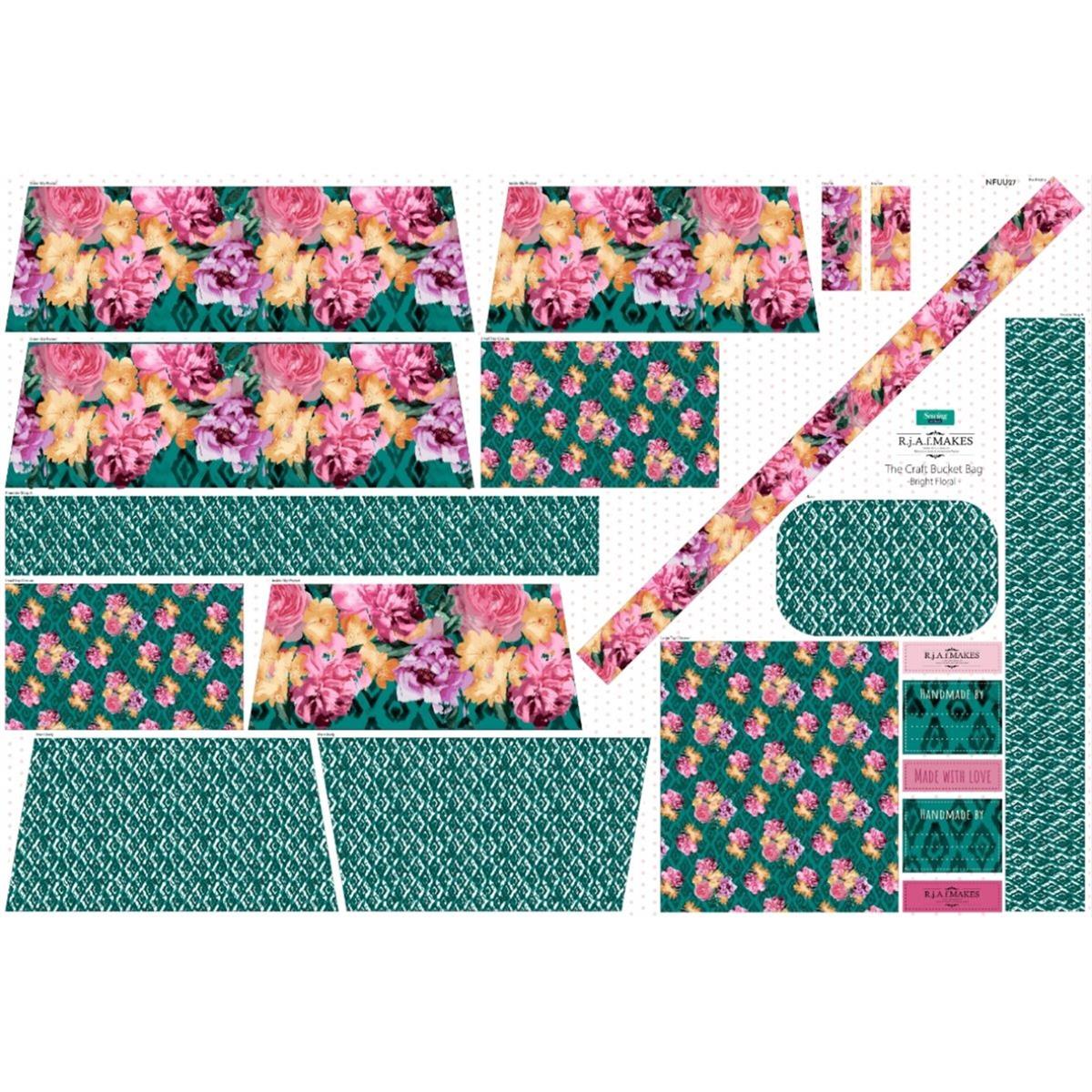 Becky Alexander Frost Bright Floral Craft Bag Fabric Panel (140x99cm ...