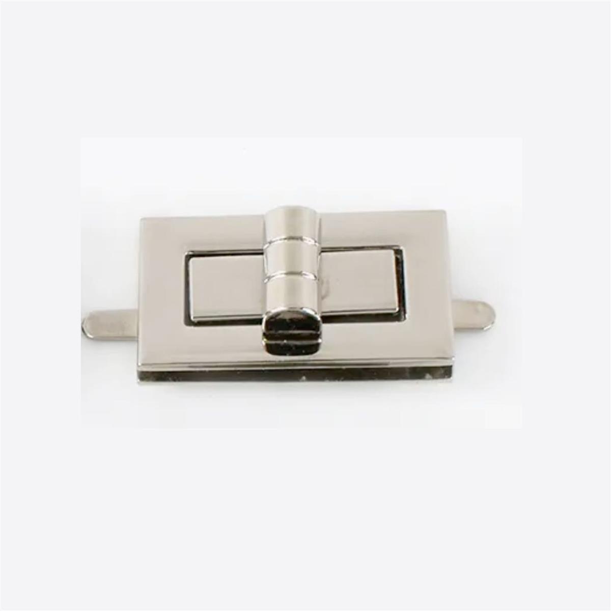 Silver Rectangle Bag Lock Clasp 4cm | SewingStreet