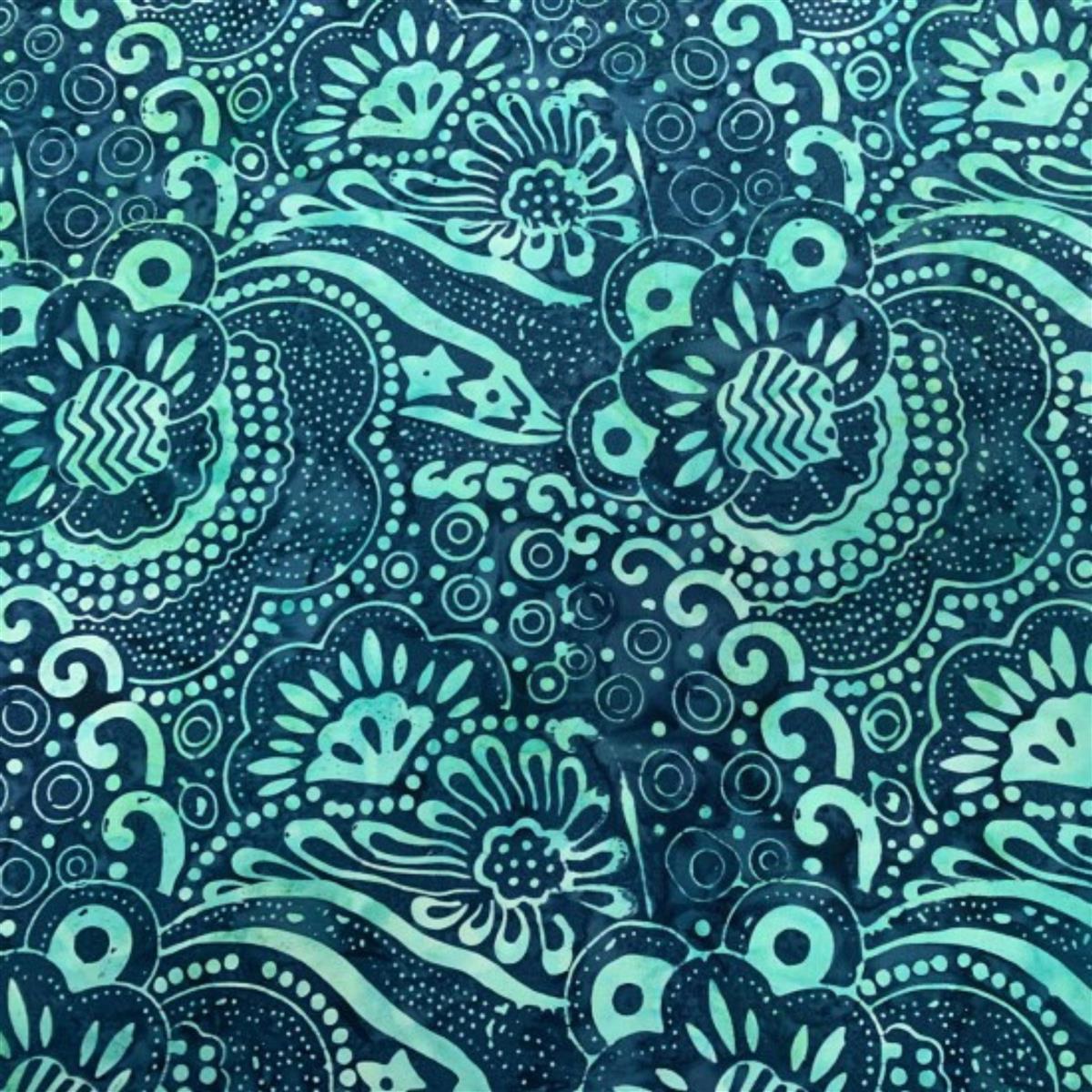 Artisan Bali Batiks Teal Fabric 0.5m | SewingStreet