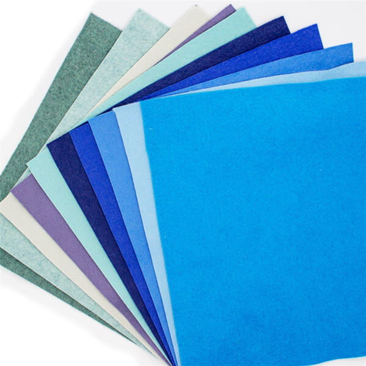 Wool Mix Felt Rolls 9 Blues 10 Pieces | SewingStreet