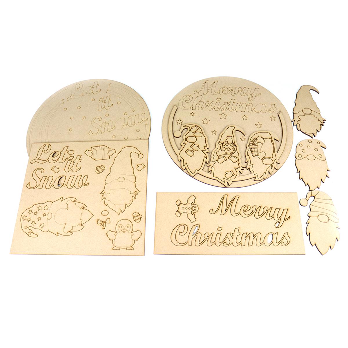 MDF Gnome Plaques, set of 2 multi layered gnome plaques, approx 300mm x 300mm | HobbyMaker