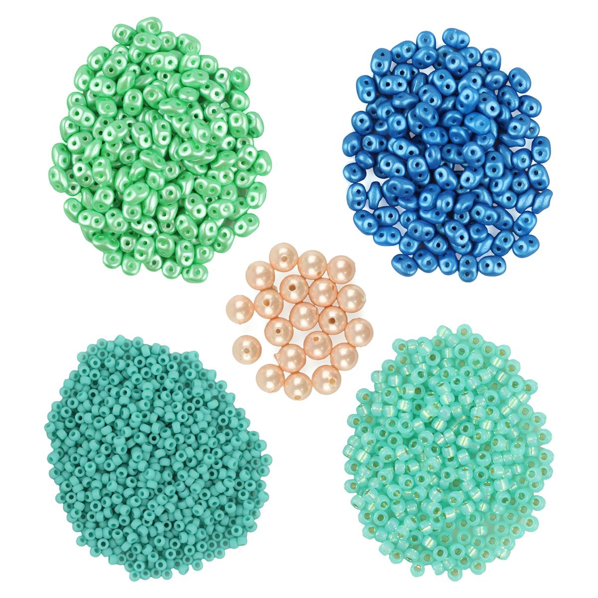 SuperDuo Pearl Shine Pastel Green & Azuro, Seed Bead & Shell Pearl ...