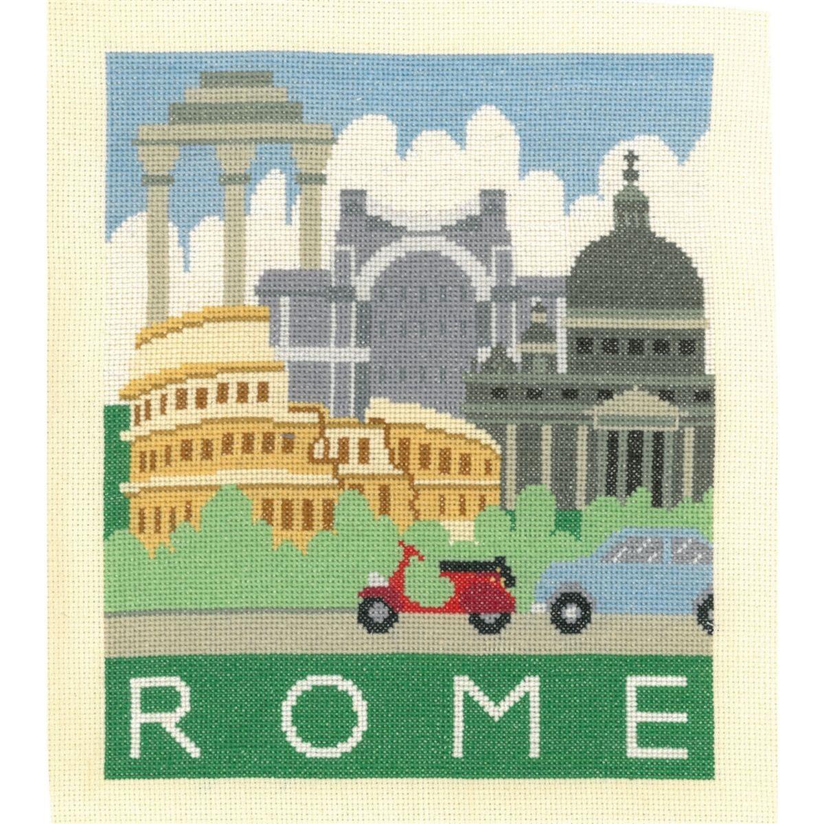 Cityscapes - Rome Cross Stitch Kit (21.5 x 25.5cm) | SewingStreet