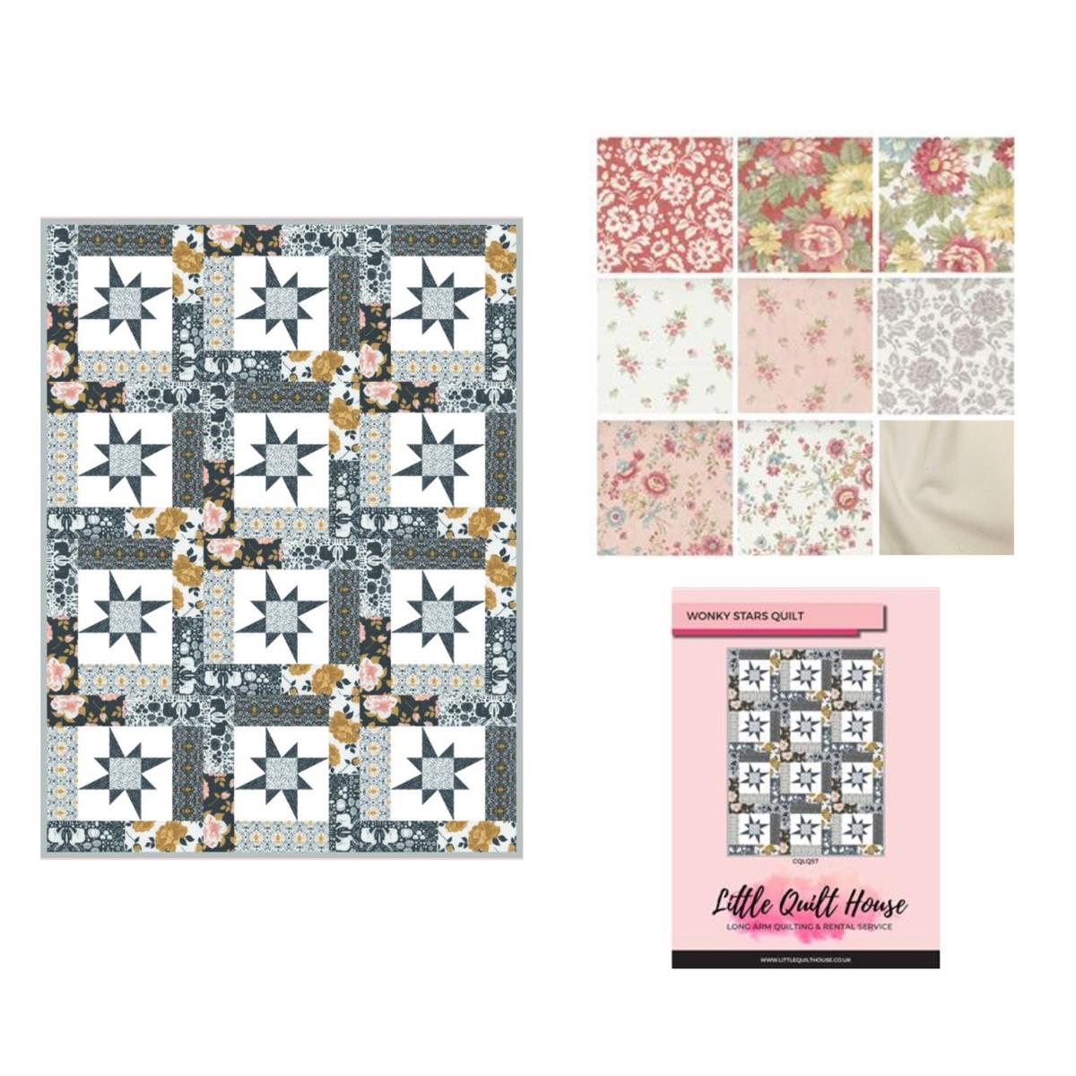 Moda Promenade Wonky Stars Quilt Kit: Instructions, FQ Pack (8pcs ...