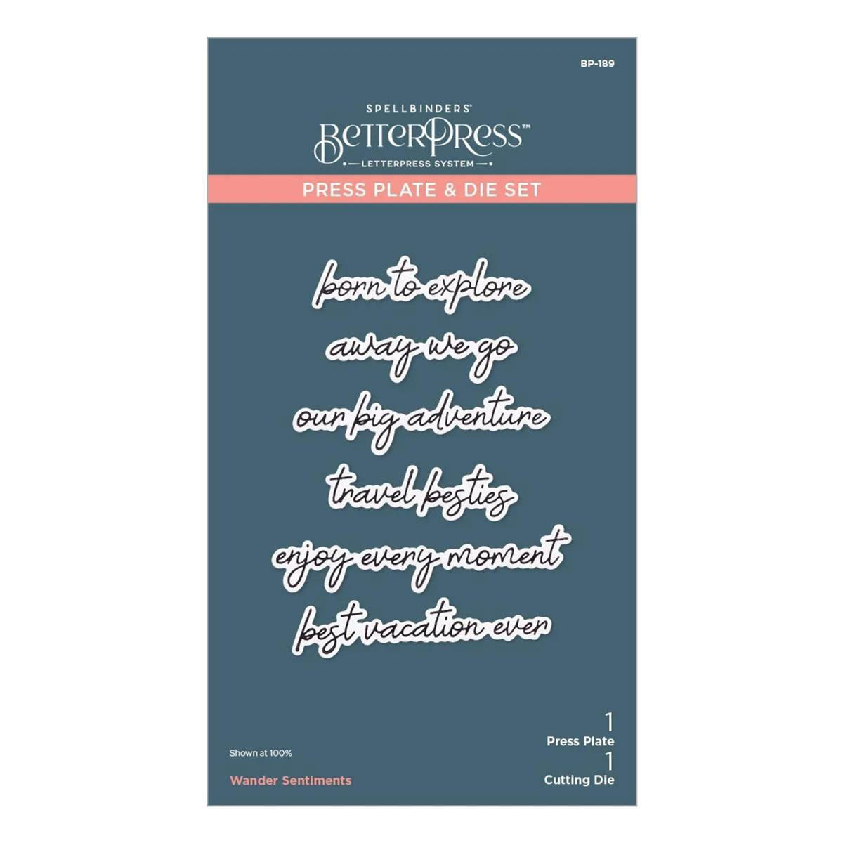 Spellbinders- Wander Sentiments Press Plate & Die Set From The ...