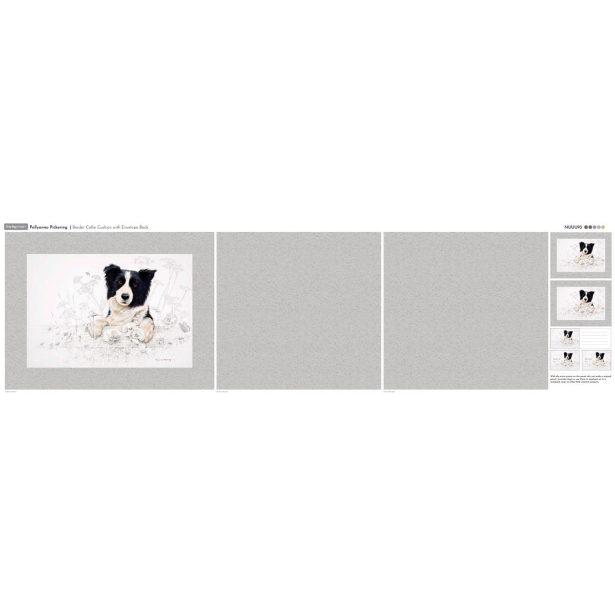 Pollyanna Pickering Border Collie Cushion Fabric Panel (140 x 40cm ...