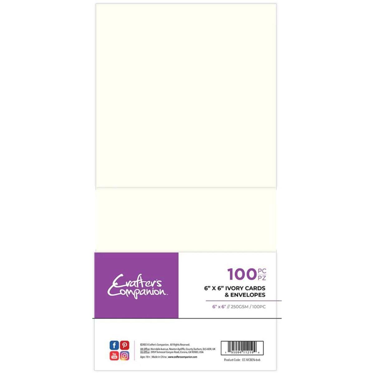 Crafter's Companion - 6x6 Ivory Card & Envelopes 100pc | HobbyMaker